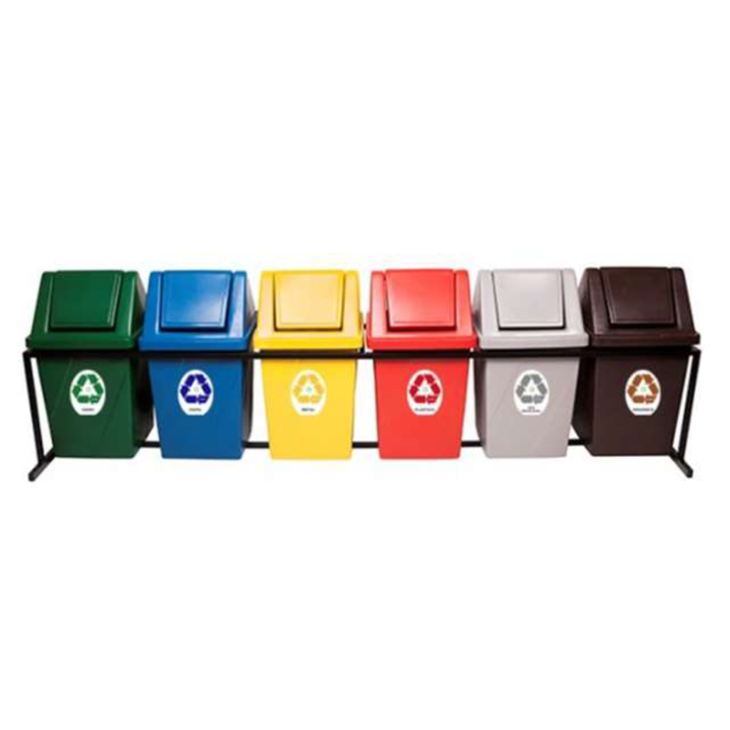 KIT DE LIXEIRA COM TAMPA VAIVÉM 6x52L, PEMD (KIT) – RS Lixeiras